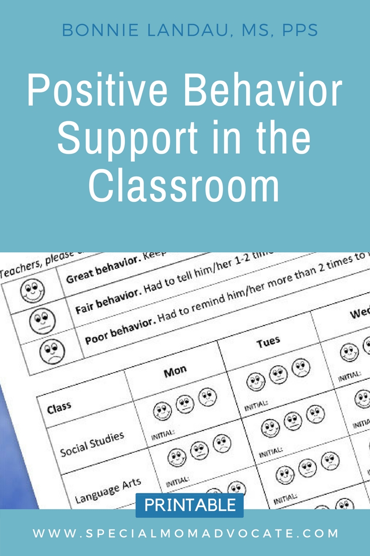 Positive Behavior Support in the Classroom – Printable | Special Mom ...